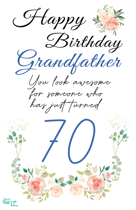 Free Printable 70th Birthday Cards For Grandpa